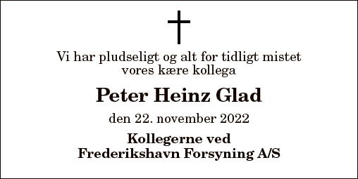 Dødsannonce for Peter Heinz Glad | Nordjyske.dk