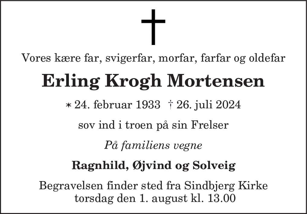 Dødsannonce for Erling Krogh Mortensen | Nordjyske.dk