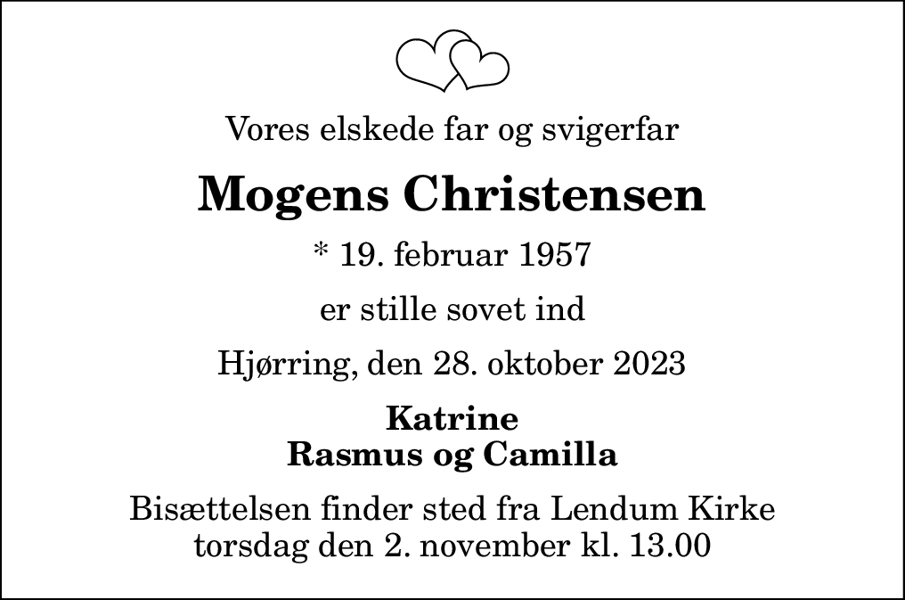 Dødsannonce for Mogens Christensen | Nordjyske.dk