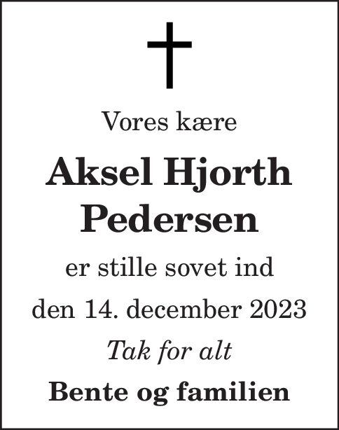Dødsannonce for Aksel Hjorth Pedersen | Nordjyske.dk