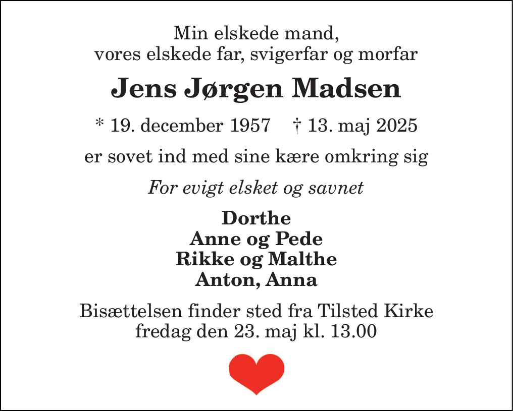 Dødsannonce for Jens Jørgen Madsen | Nordjyske.dk
