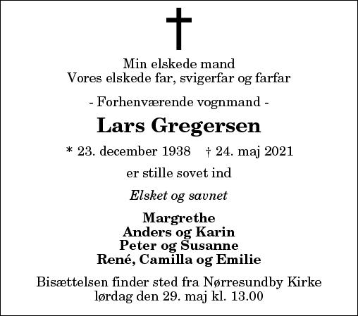 Dødsannonce for Lars Gregersen | Nordjyske.dk