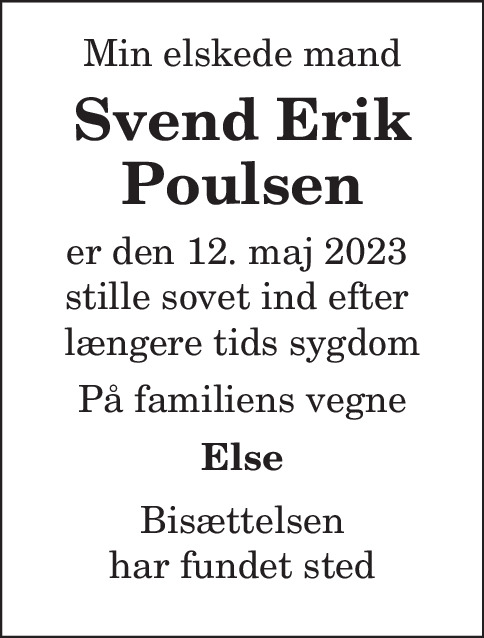 Dødsannonce for Svend Erik Poulsen | Nordjyske.dk