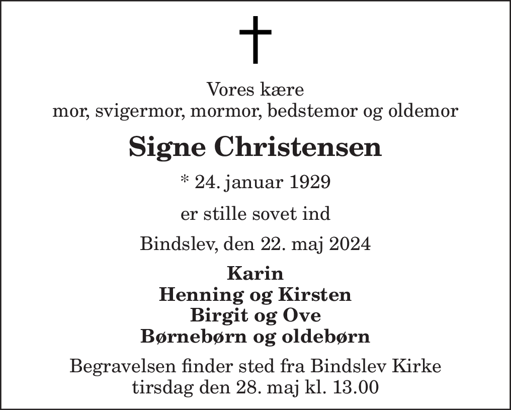 Dødsannonce for Signe Christensen | Nordjyske.dk