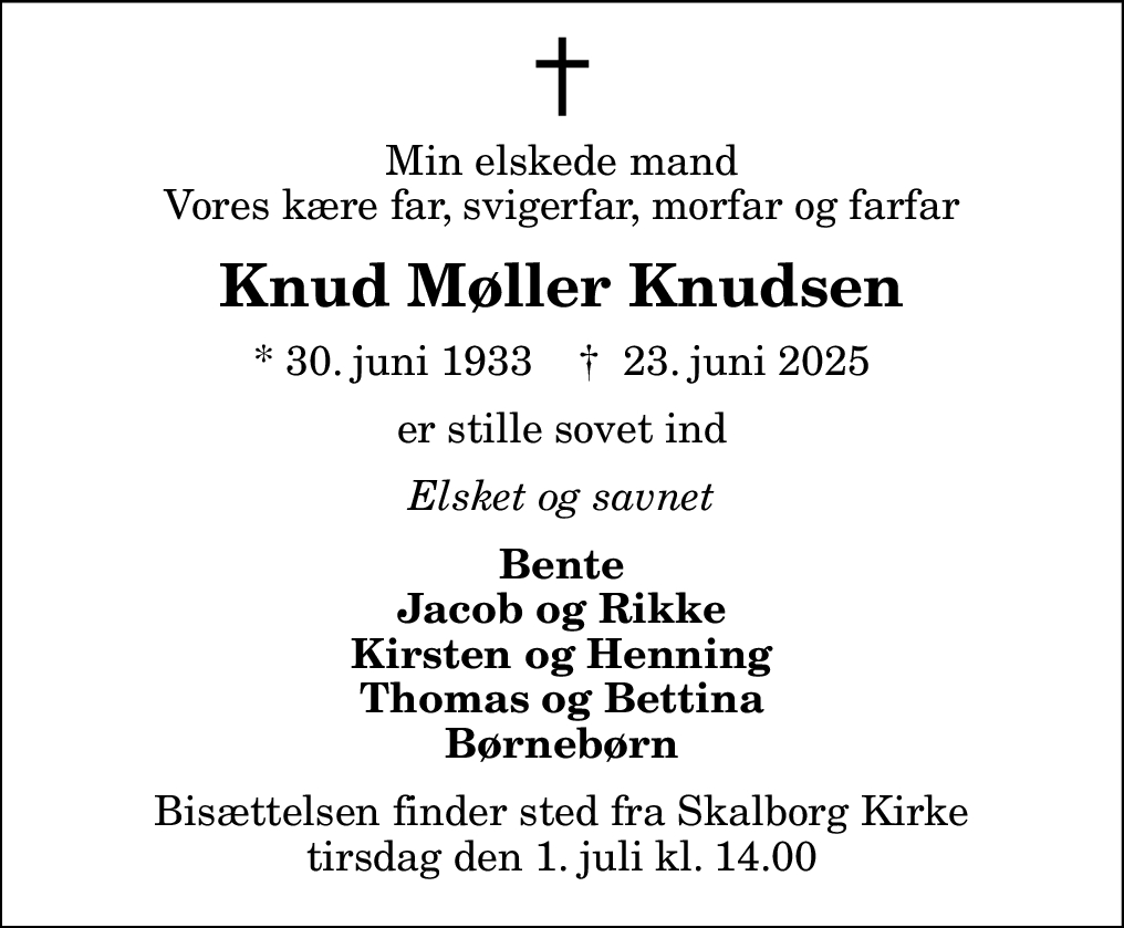 Dødsannonce for Knud Møller Knudsen | Nordjyske.dk