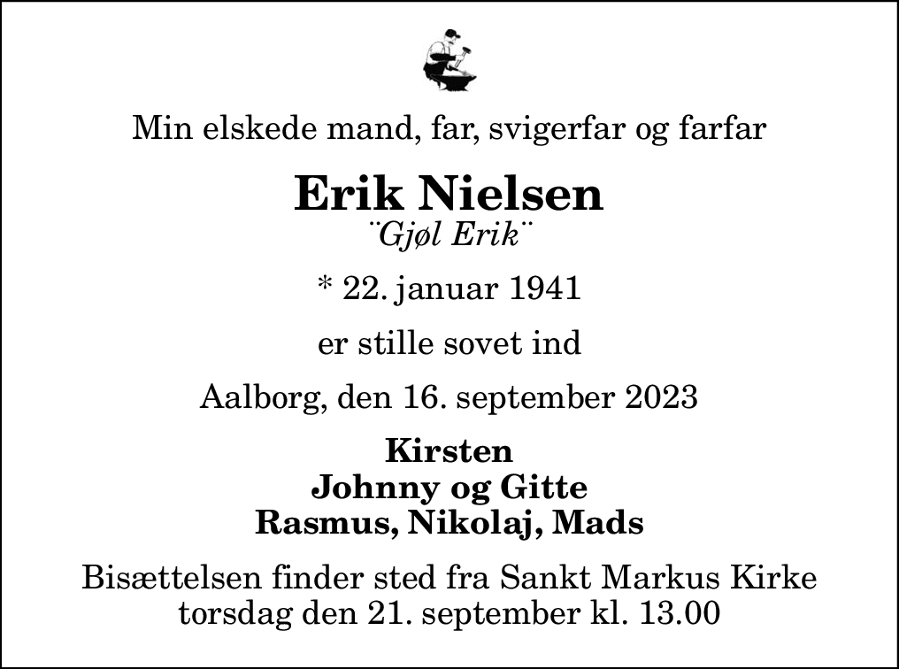 Dødsannonce for Erik Nielsen | Nordjyske.dk