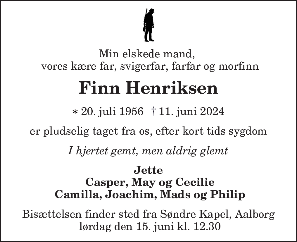 Dødsannonce for Finn Henriksen | Nordjyske.dk