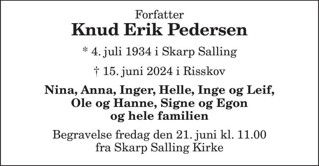 Dødsannonce for Knud Erik Pedersen | Nordjyske.dk