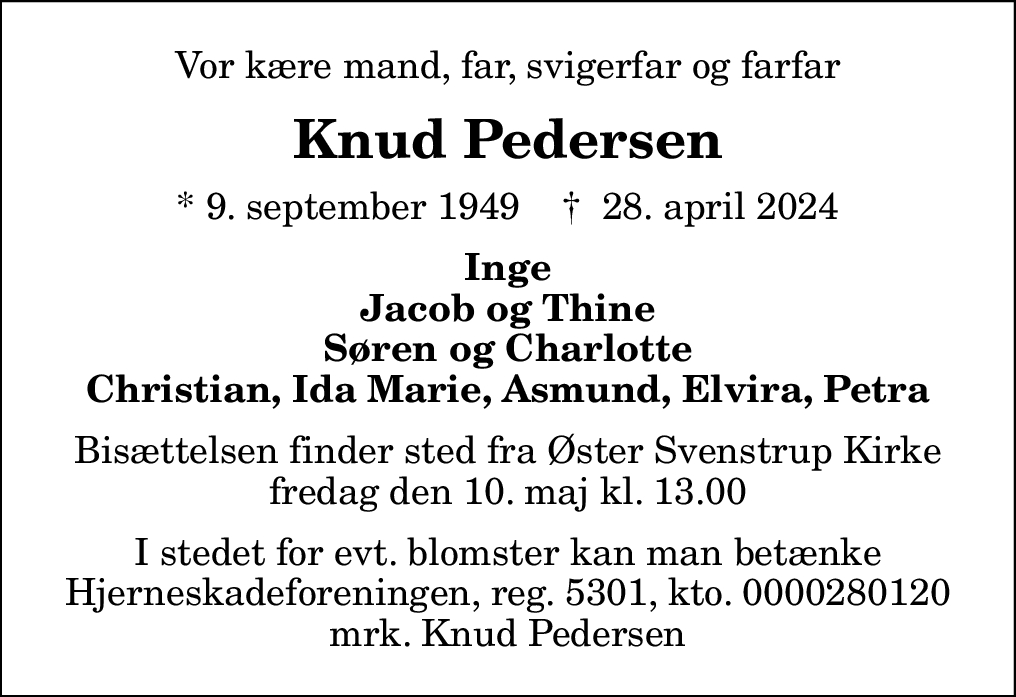 Dødsannonce for Knud Pedersen | Nordjyske.dk