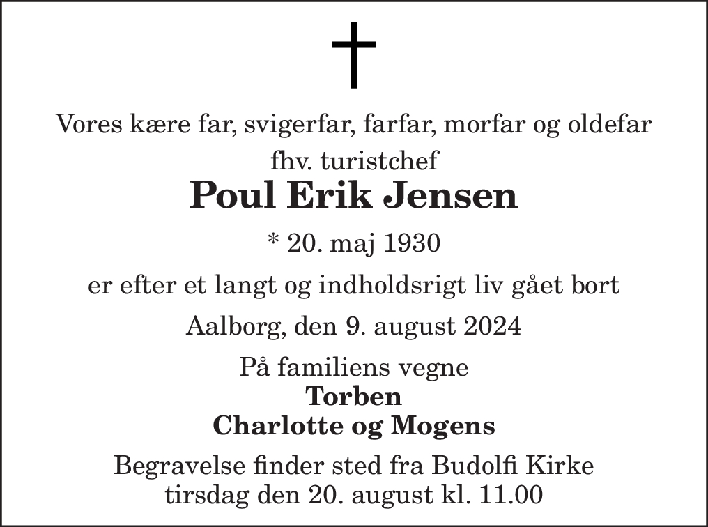 Dødsannonce for Poul Erik Jensen | Nordjyske.dk