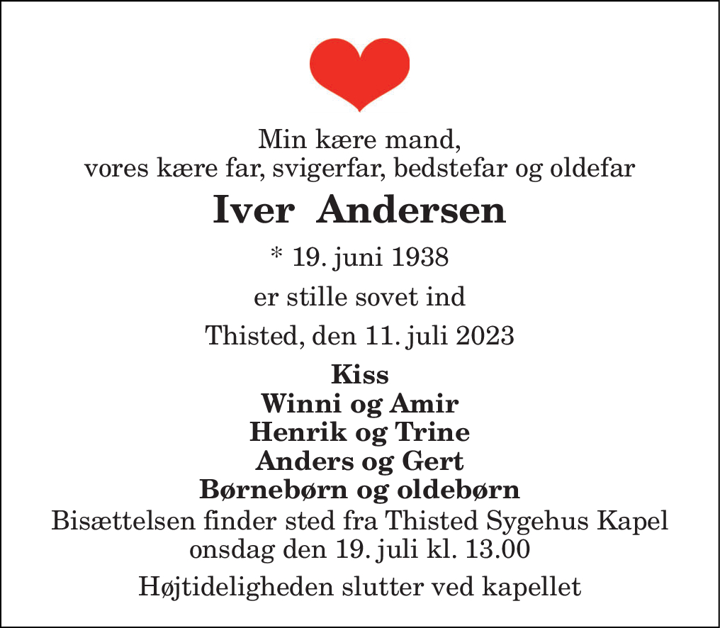 Dødsannonce for Iver Iversen Andersen | Nordjyske.dk