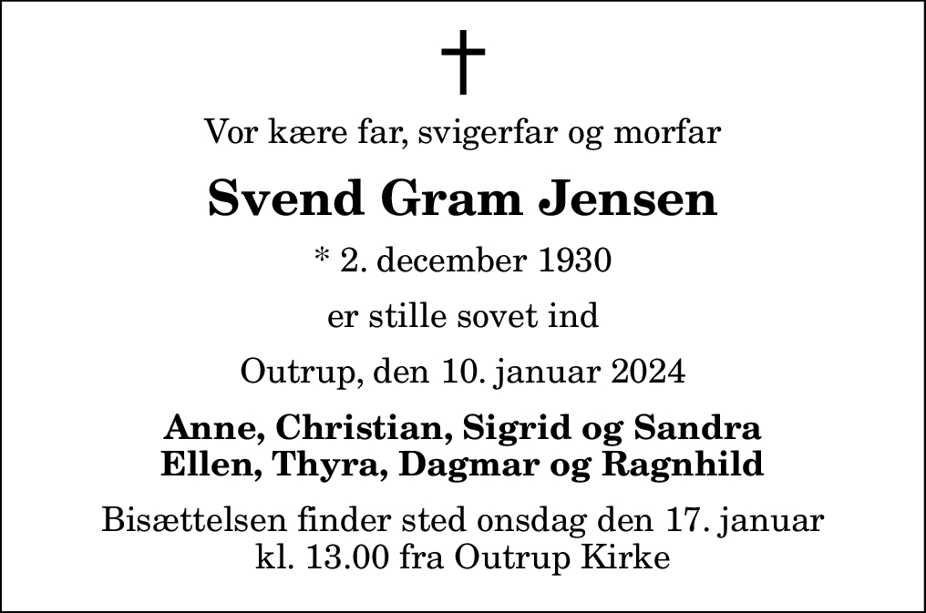Dødsannonce for Svend Gram Jensen | Nordjyske.dk