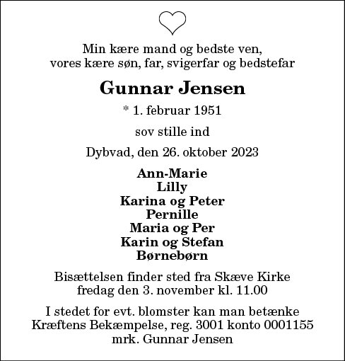 Dødsannonce for Gunnar Jensen | Nordjyske.dk