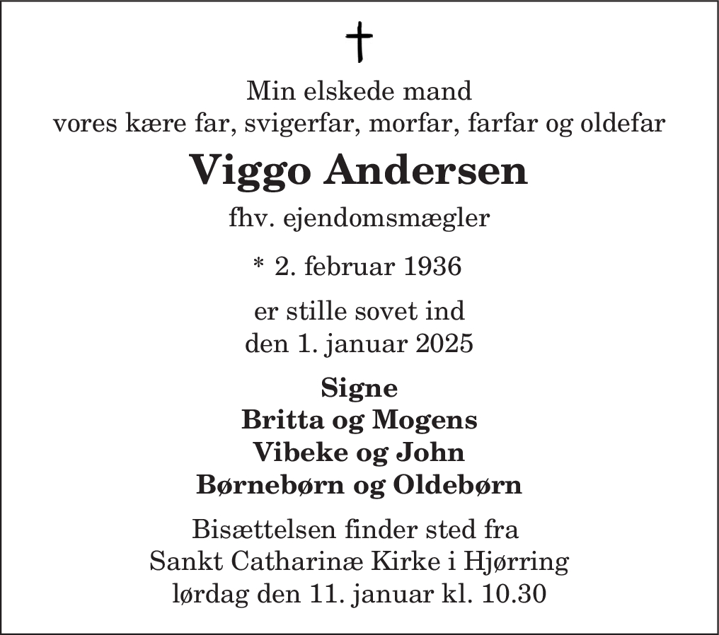 Dødsannonce for Viggo Andersen | Nordjyske.dk