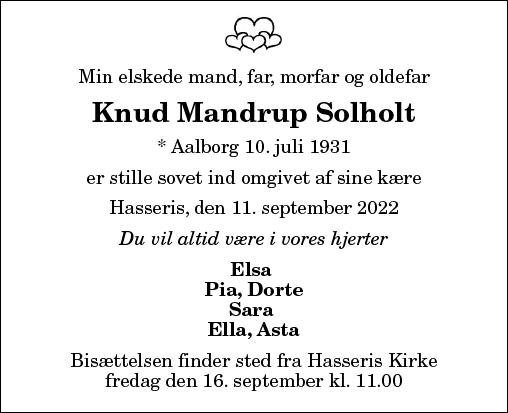 Dødsannonce for Knud Mandrup Solholt | Nordjyske.dk