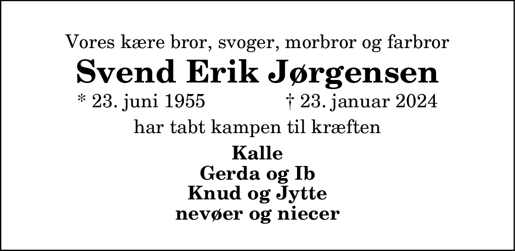 Dødsannonce for Svend Erik Jørgensen | Nordjyske.dk