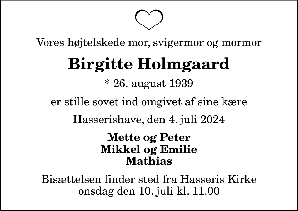 Dødsannonce for Birgitte Holmgaard | Nordjyske.dk