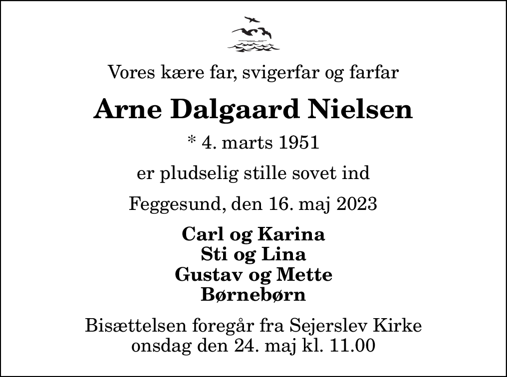 Dødsannonce for Arne Dalgaard Nielsen | Nordjyske.dk