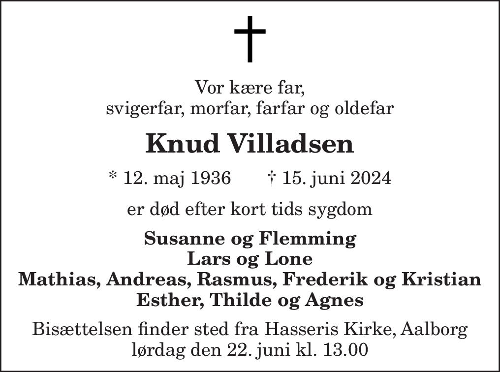 Dødsannonce for KNUD VILLADSEN | Nordjyske.dk