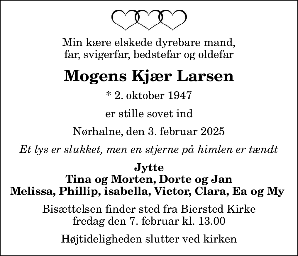 Dødsannonce for Mogens Kjær Larsen | Nordjyske.dk