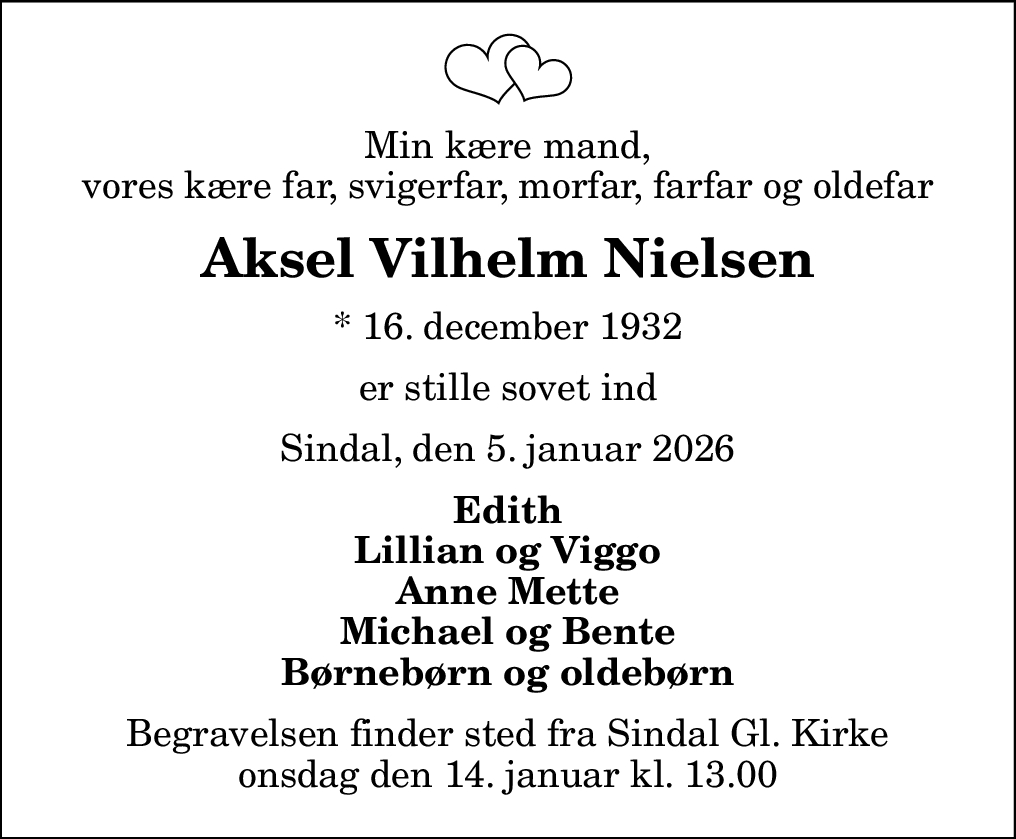 Dødsannonce for Aksel Vilhelm Nielsen | Nordjyske.dk