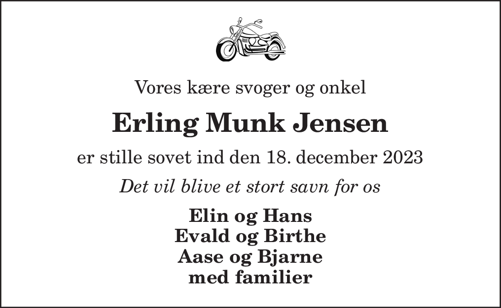 Dødsannonce for Erling Munk Jensen | Nordjyske.dk