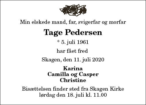 Dødsannonce for Tage Pedersen | Nordjyske.dk