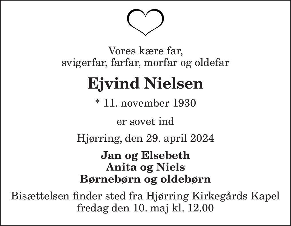 Dødsannonce for Ejvind Nielsen | Nordjyske.dk