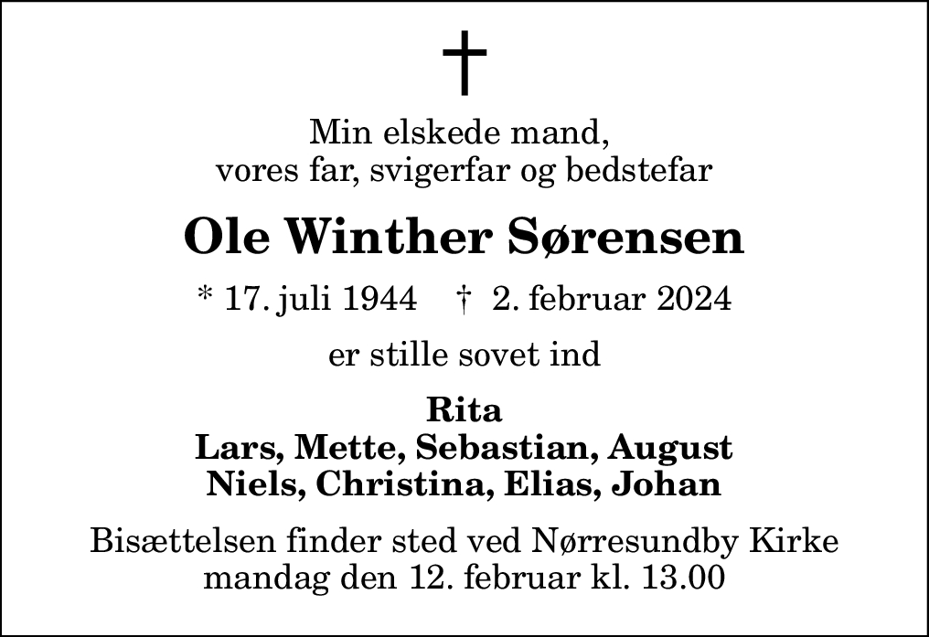 Dødsannonce for Ole Winther Sørensen | Nordjyske.dk