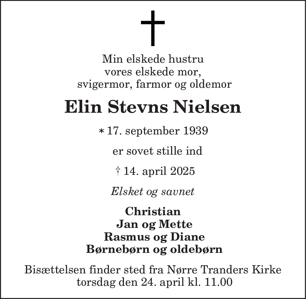 Dødsannonce for Elin Nielsen | Nordjyske.dk