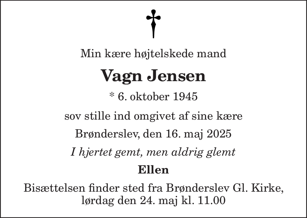 Dødsannonce for Vagn Jensen | Nordjyske.dk