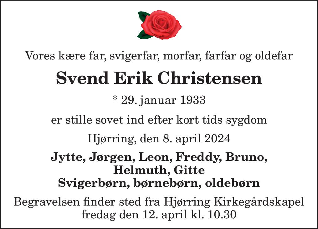Dødsannonce for Svend Erik Christensen | Nordjyske.dk