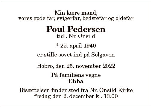 Dødsannonce for Poul Pedersen | Nordjyske.dk