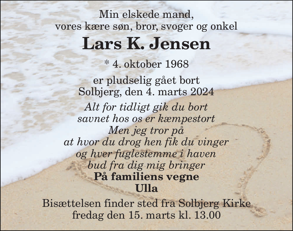 Dødsannonce for Lars Kristian Jensen | Nordjyske.dk