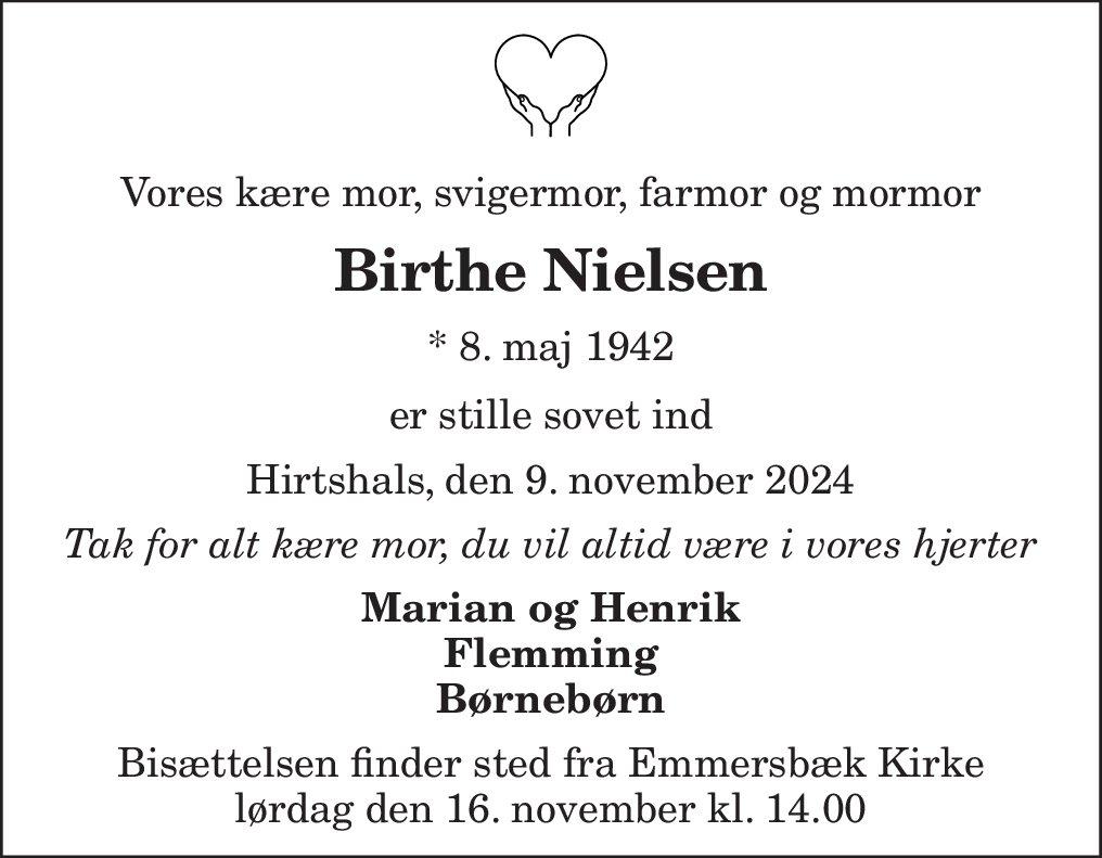 Dødsannonce for Birthe Nielsen | Nordjyske.dk