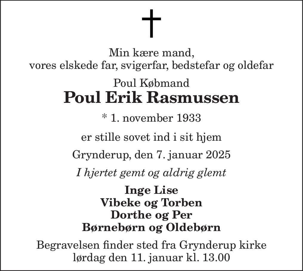 Dødsannonce for Poul Erik Rasmussen | Nordjyske.dk
