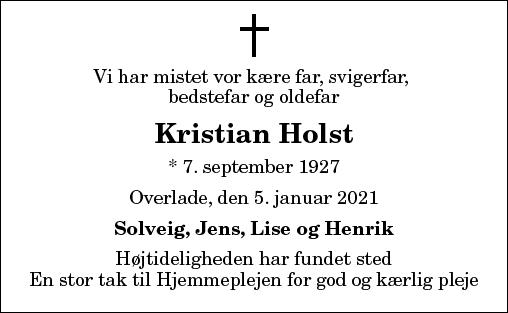 Dødsannonce for Kristian Holst | Nordjyske.dk
