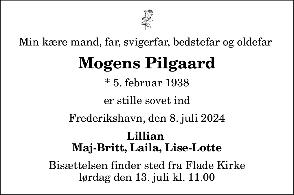 Dødsannonce for Mogens Pilgaard | Nordjyske.dk