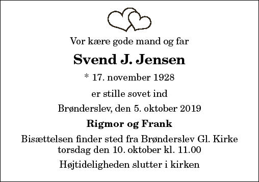 Dødsannonce for Svend J. Jensen | Nordjyske.dk