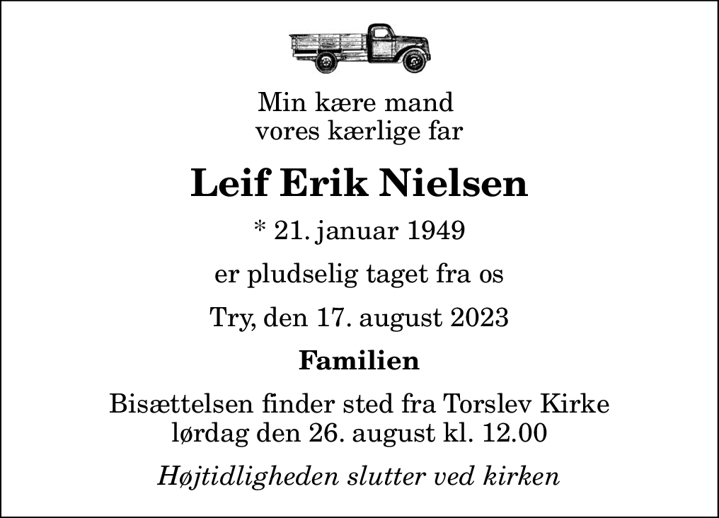 Dødsannonce for Leif Erik Nielsen | Nordjyske.dk