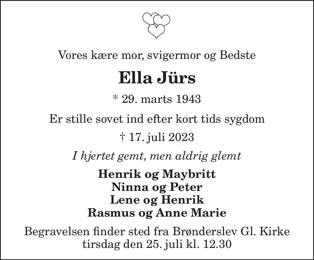 Dødsannonce for Ella Jürs | Nordjyske.dk