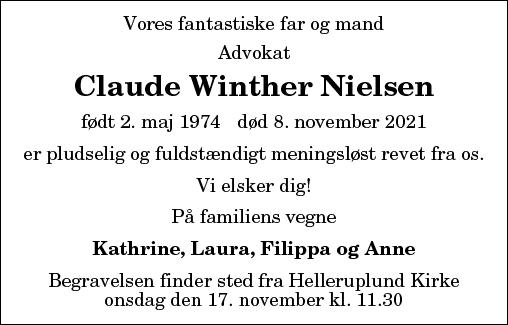 Dødsannonce for Claude Winther Nielsen | Nordjyske.dk