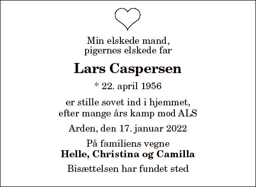 Dødsannonce for Lars Caspersen | Nordjyske.dk