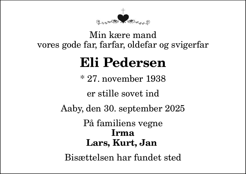 Dødsannonce for Eli Pedersen | Nordjyske.dk
