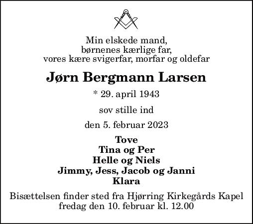 Dødsannonce for Jørn Bergmann Larsen | Nordjyske.dk