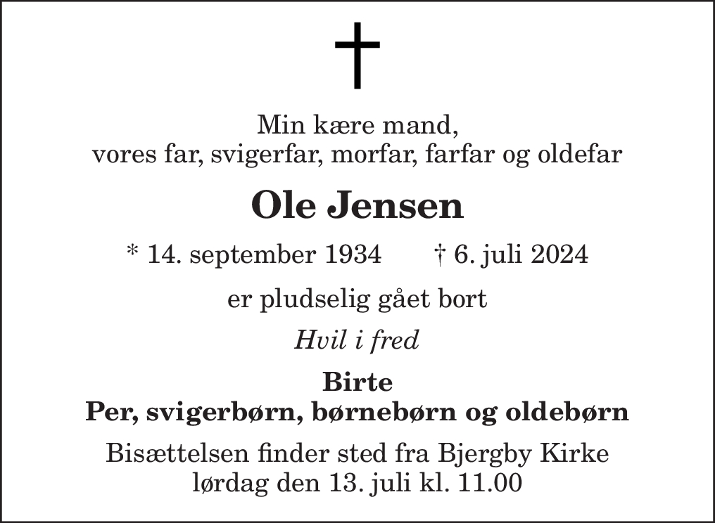 Dødsannonce for Ole Jensen | Nordjyske.dk