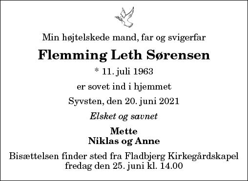 Dødsannonce for Flemming Leth Sørensen | Nordjyske.dk