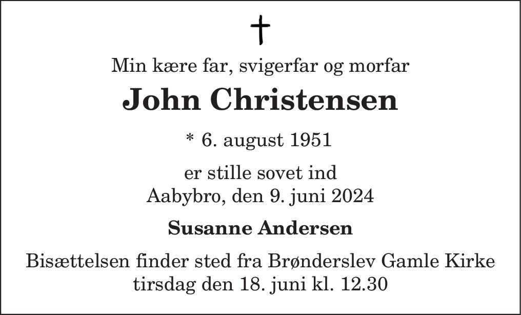 Dødsannonce for John Christensen | Nordjyske.dk