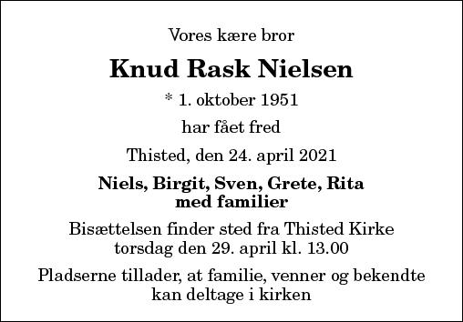 Dødsannonce for Knud Rask Nielsen | Nordjyske.dk