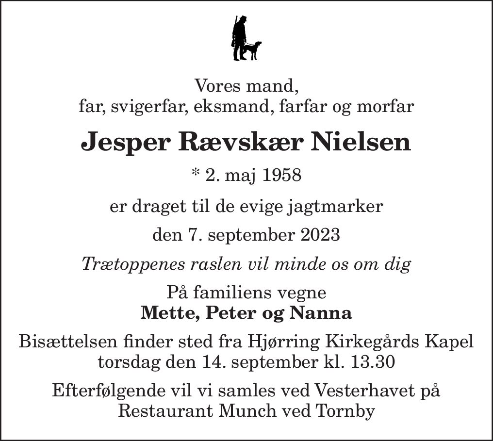 Dødsannonce for Jesper Rævskær Nielsen | Nordjyske.dk